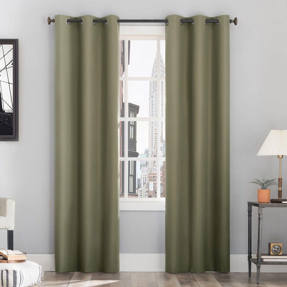 Sun Zero Cyrus Thermal Olive Green Polyester 40 in. W x 96 in. L ...