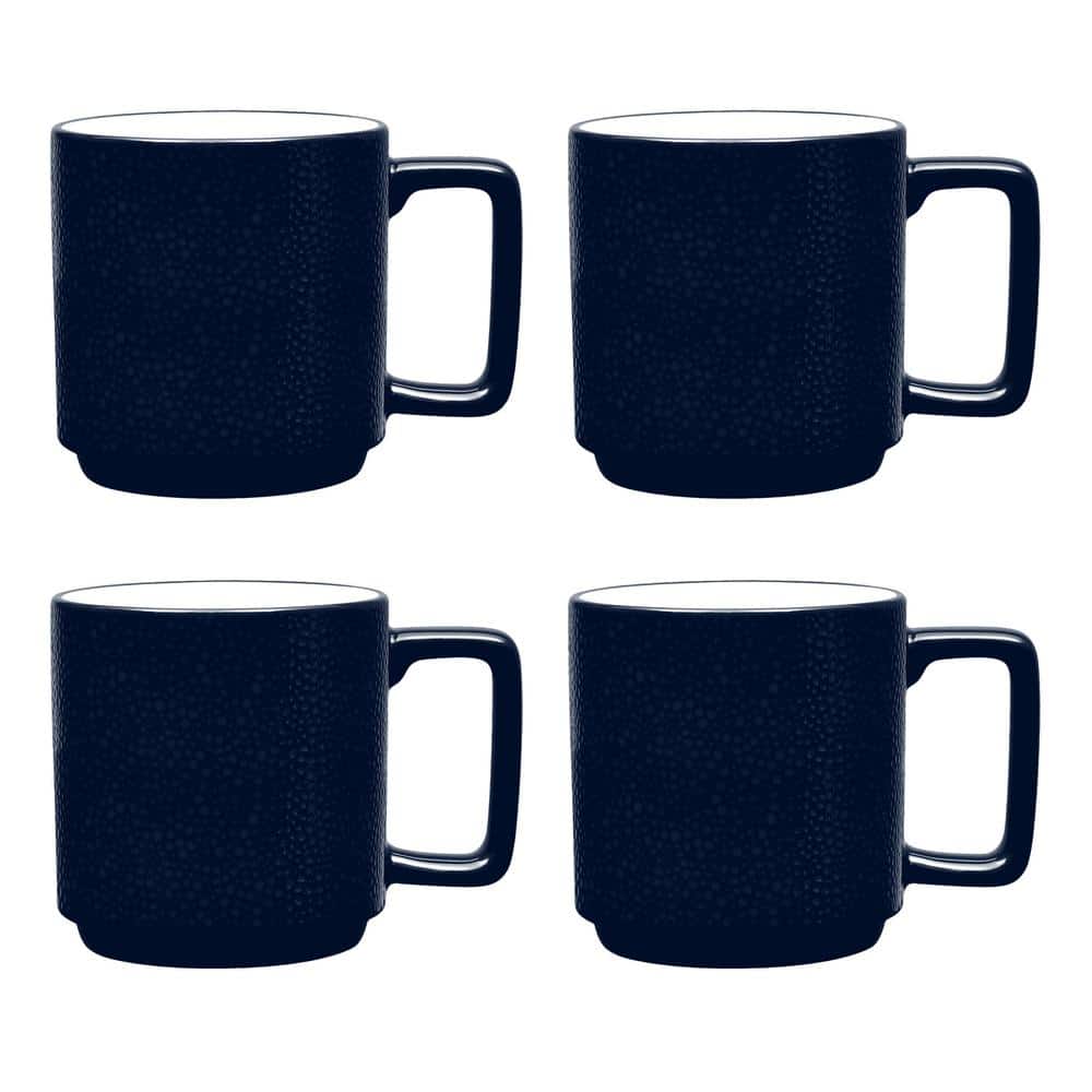 Noritake Colortex Stone Navy 16 oz. Porcelain Mugs, (Set of 4) G015 ...