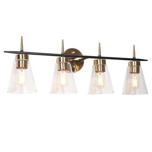 Uolfin 28.7 in. 4-Light Black and Electroplated Copper Vanity Light ...