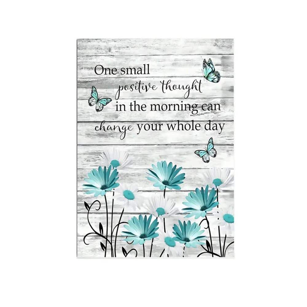 Daisy Butterfly 24*16， Teal Daisy And Butterfly On Rustic Wall Art ...