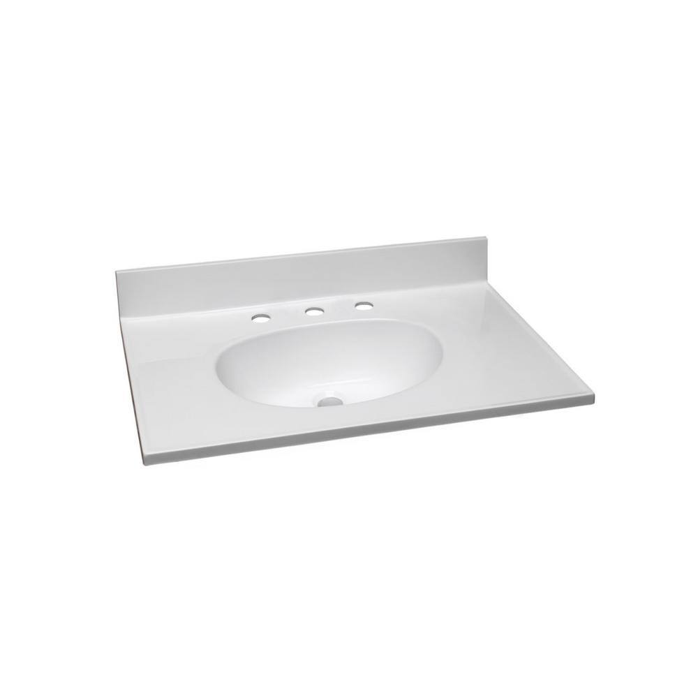 Design House 31 in. W x 22 in. D Cultured Marble Vanity Top in Solid ...