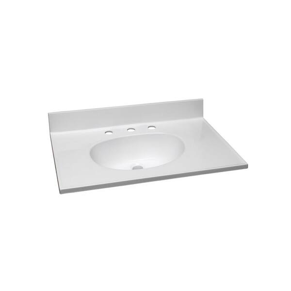Design House 31 in. W x 22 in. D Cultured Marble Vanity Top in Solid ...