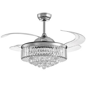 WDETR 52 in. Indoor Gold Smart Retractable Crystal Ceiling Fan with ...