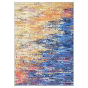 Colorful 5 ft. x 7 ft. Modern Abstract Soft Washable Polyester Area Rug ...
