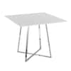 Lumisource Cosmo 36 in. Square Chrome Metal and White Wood Dining Table ...