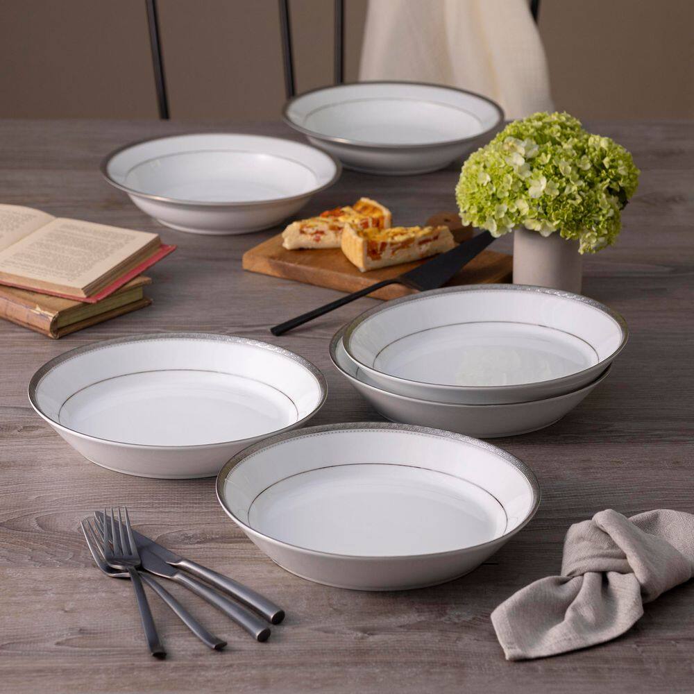 Noritake Charlotta Platinum 9.75 in. 43 oz. (Platinum) Porcelain Coupe ...