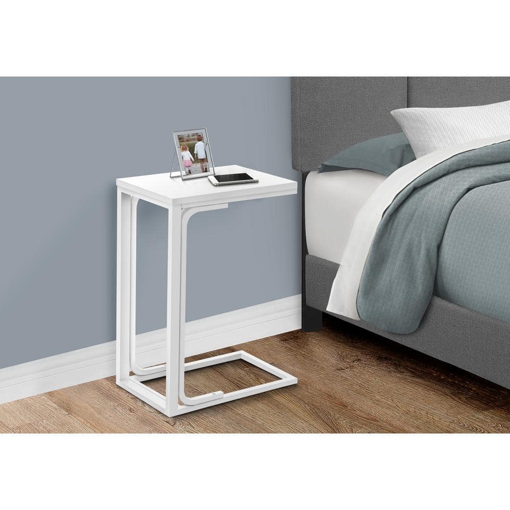 25 in. White Laminate Accent Table C Shaped End Table, Contemporary ...
