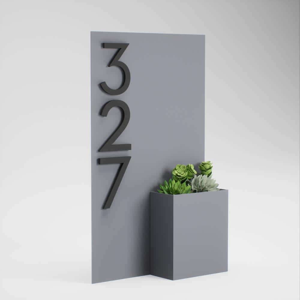 POST & PORCH Curb Appeal Rectangle Address Planter curb-gray - The Home ...