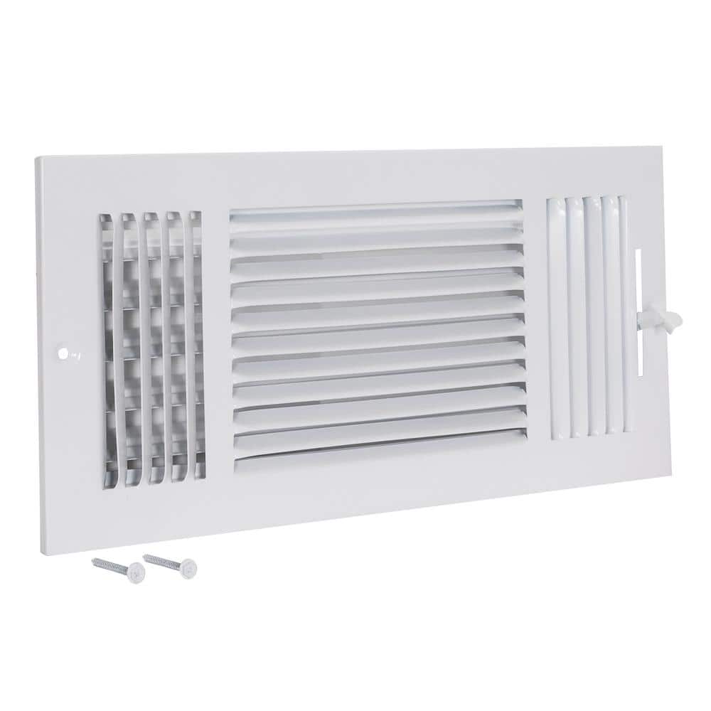 EZ-FLO 14 in. x 6 in. 3-Way Steel Wall/Ceiling Register, White 61616 ...