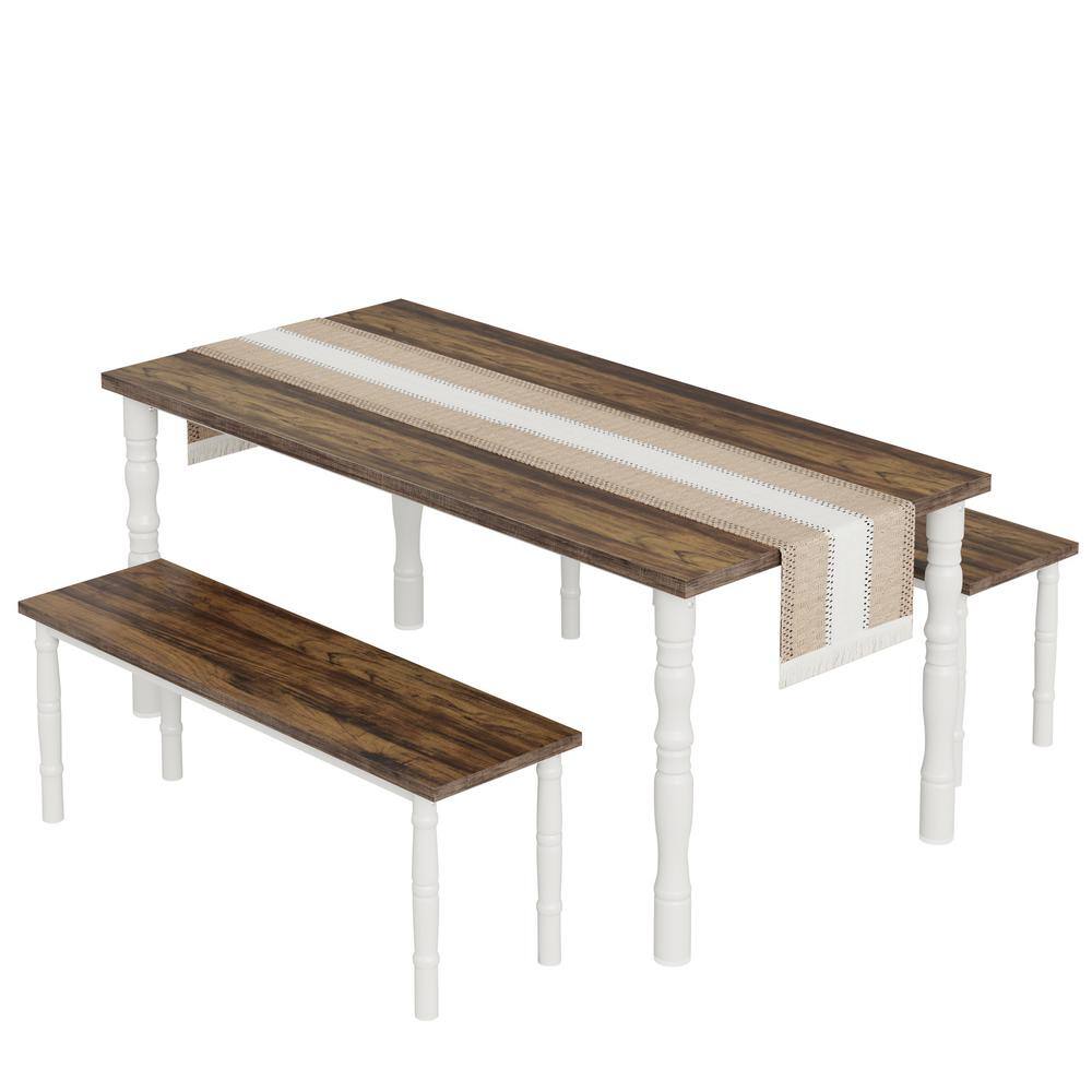 TRIBESIGNS WAY TO ORIGIN 3-Piece Rectangular Rustic Brown Wood Top ...