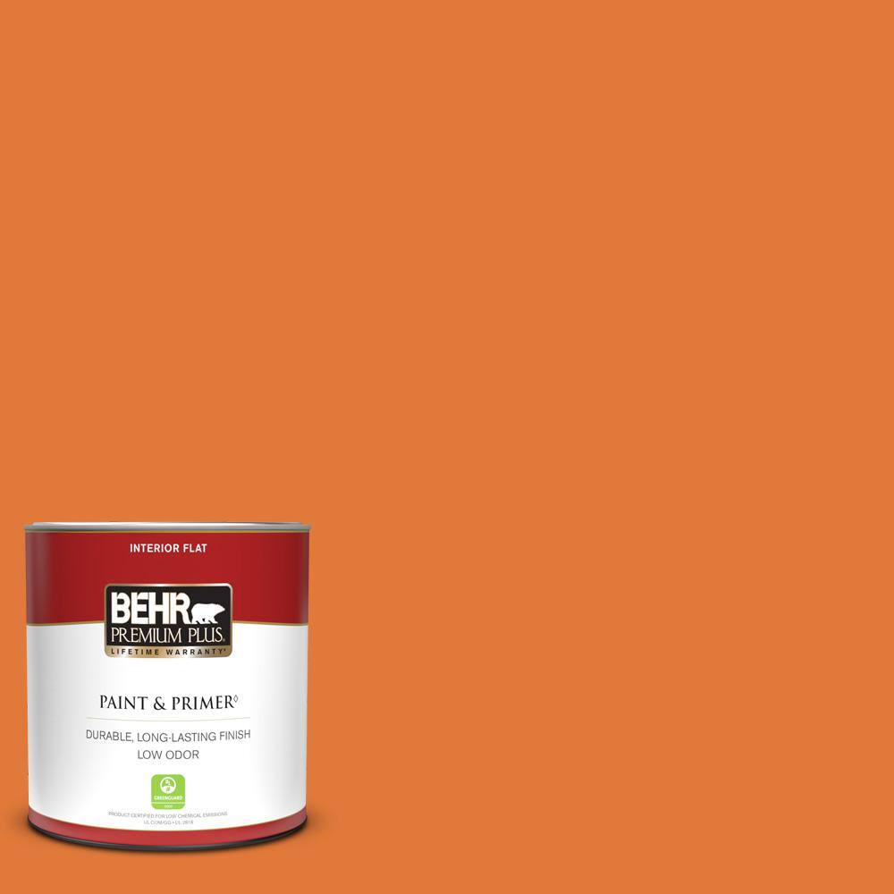 BEHR PREMIUM PLUS 1 qt. #S-G-260 Citrus Blast Flat Low Odor Interior ...