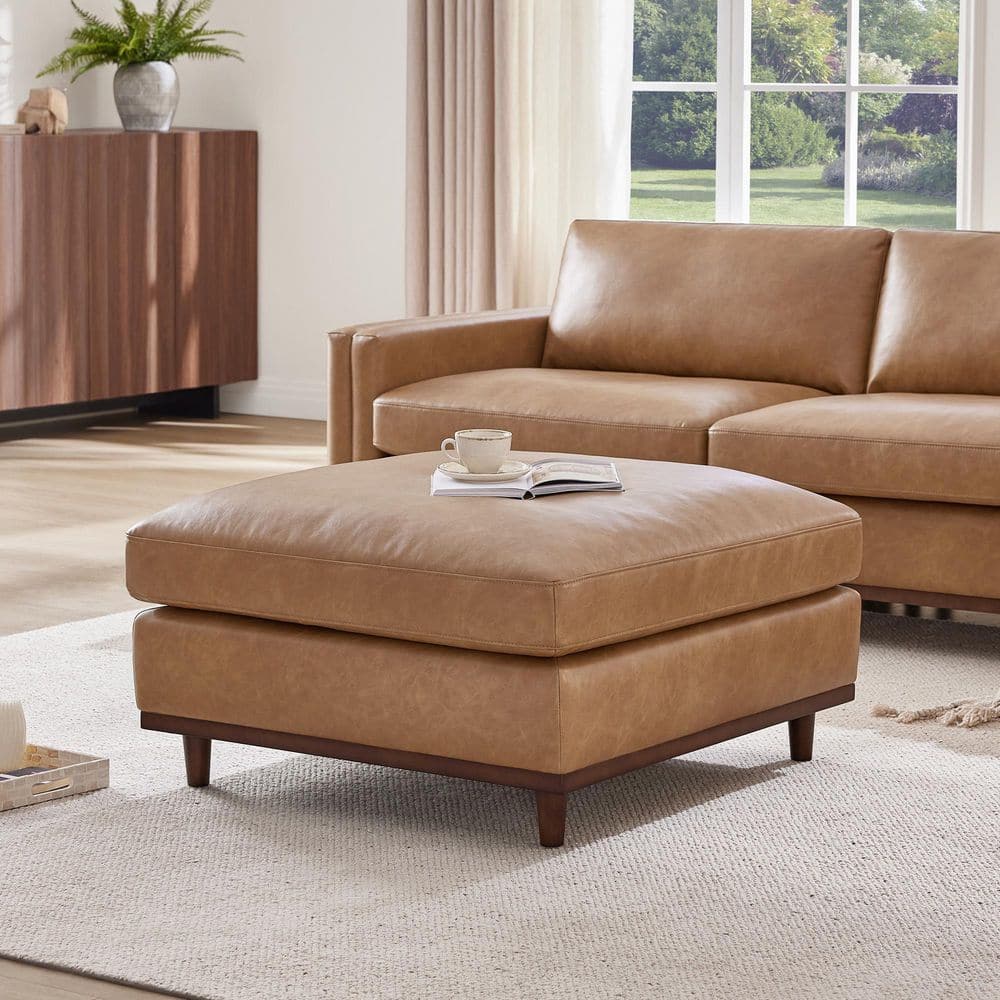 Spruce & Spring Rowan 35 in. Faux Leather Ottoman Rectangle Modular ...