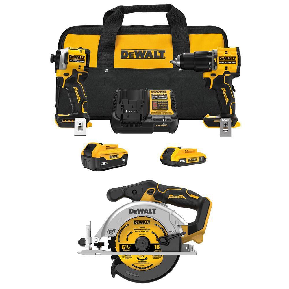 DEWALT ATOMIC 20V Lithium-Ion Cordless 2-Tool Combo Kit and Brushless 6 ...