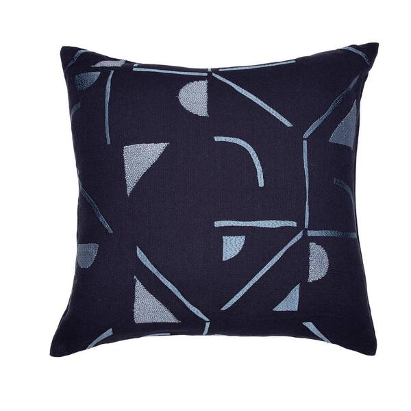 LR Home Stacy Garcia Blue Geometric Hand-Woven 20 in. x 20 in. Indoor ...
