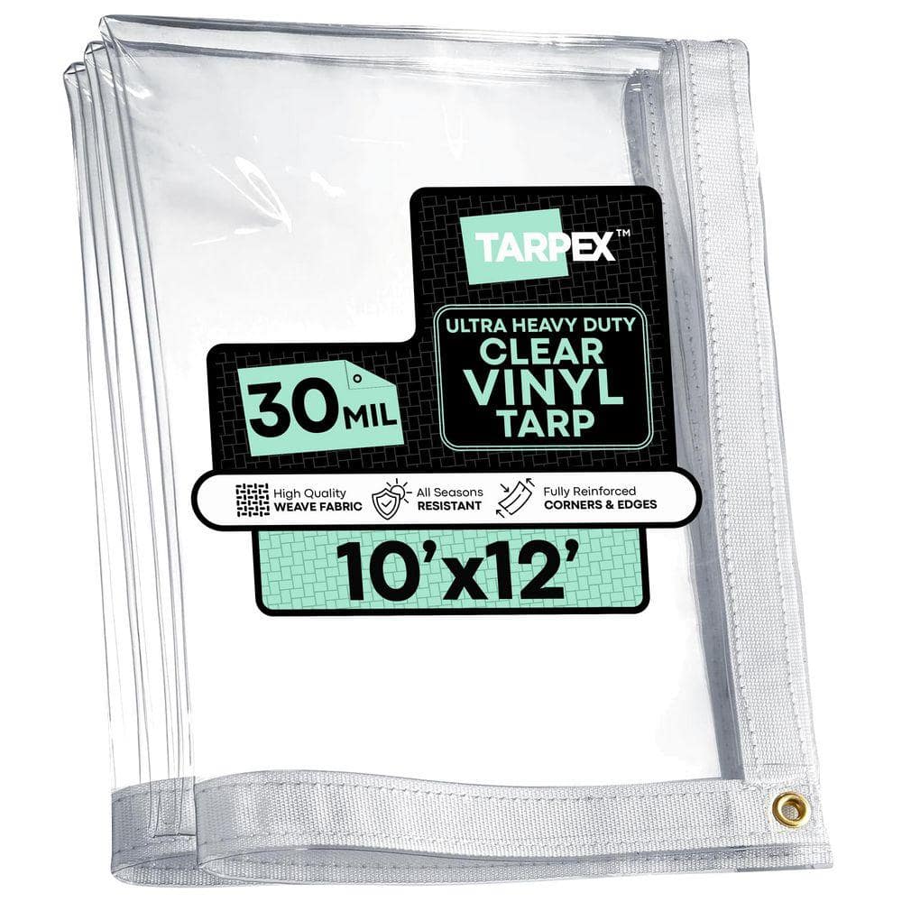 Tarpex Super Heavy-Duty 30 Mil Transparent PVC Tarp 10 ft. x 12 ft ...