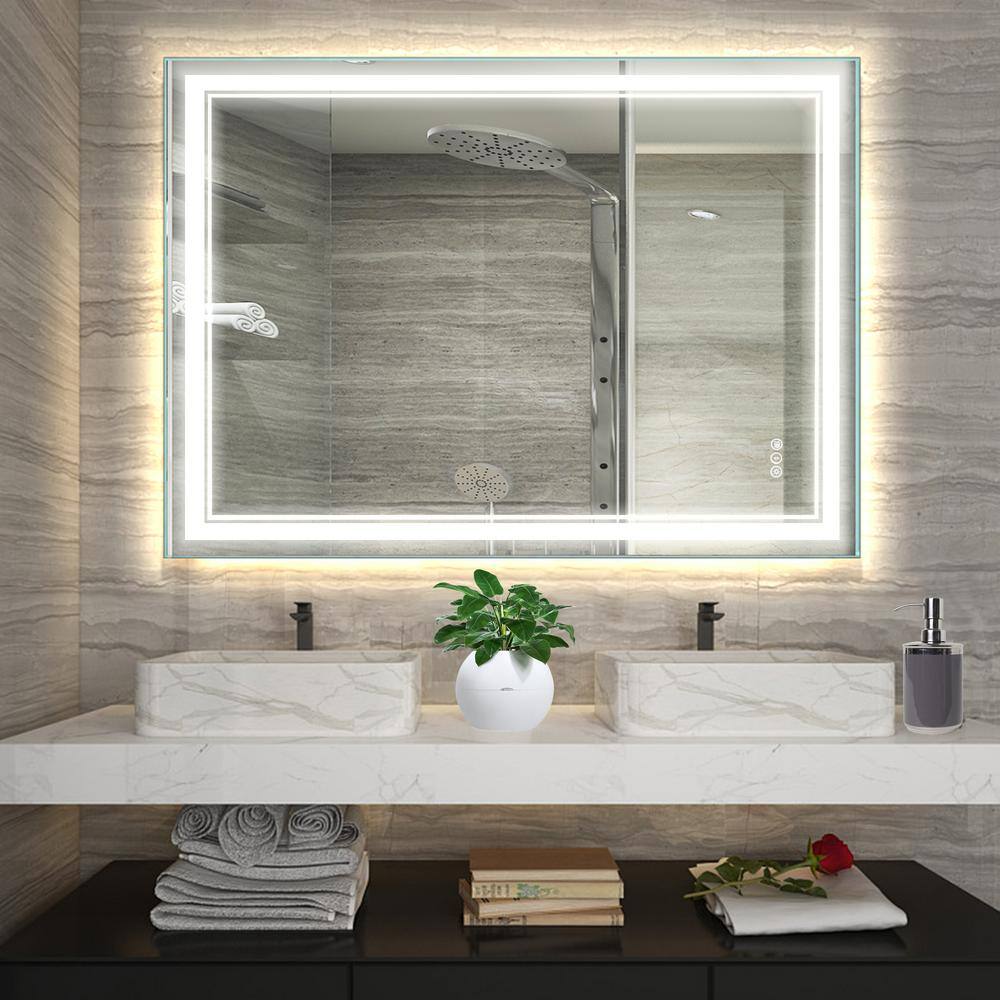 Lonni 48 in. W x 36 in. H Rectangular Frameless Anti-Fog Front and Rear ...