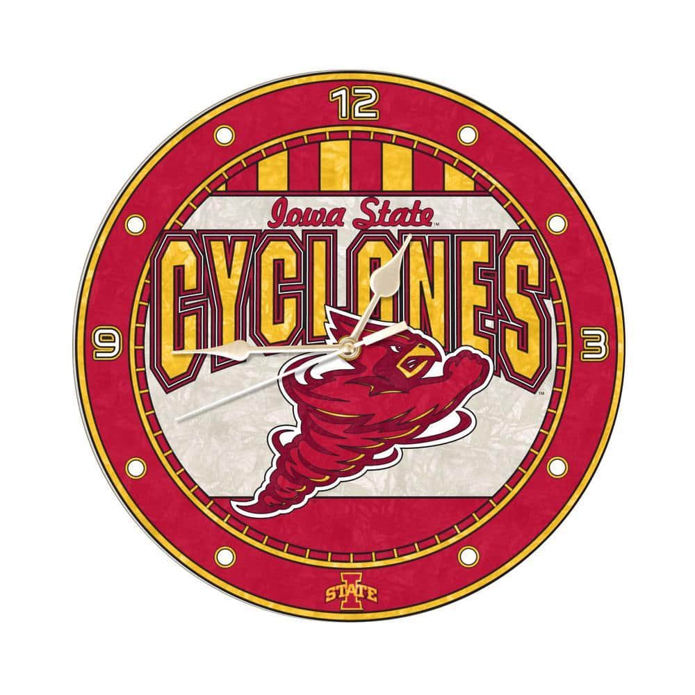 The Memory Company NCAA - 12 in. Iowa State Art Glass Clock COL-IWS-274 ...