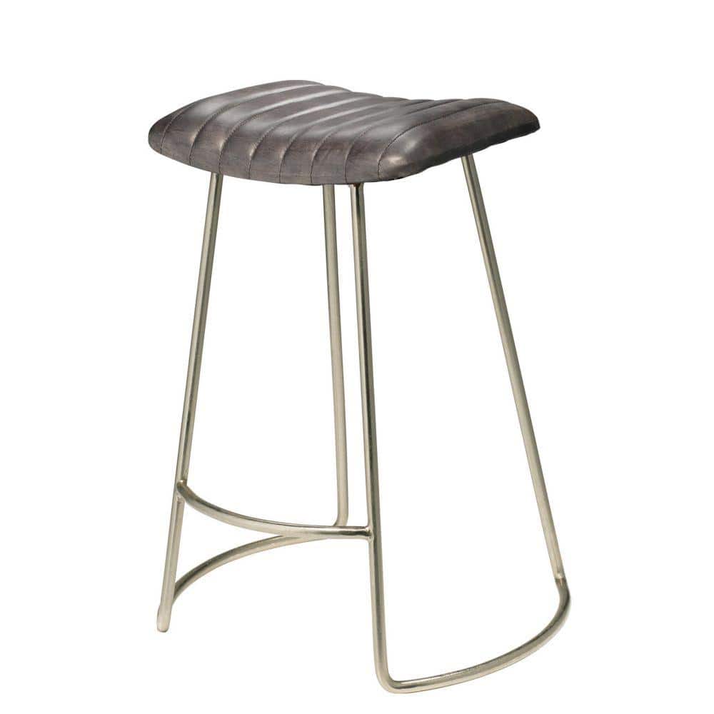 Benjara 20.5 in. Gray and Silver Low Back Metal Frame Counter stool ...