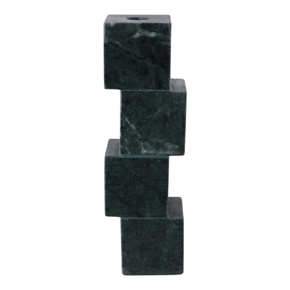 Liv & Skye Green 10 in. Marble Stacked Cube Taper Candle Holder 21657 ...