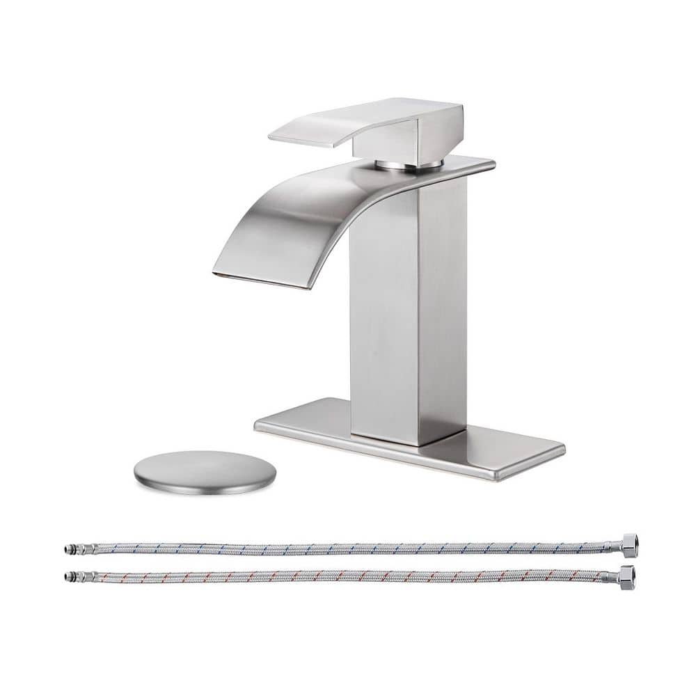 Heemli Arc Waterfall Single Handle Single Hole Bathroom Faucet with ...