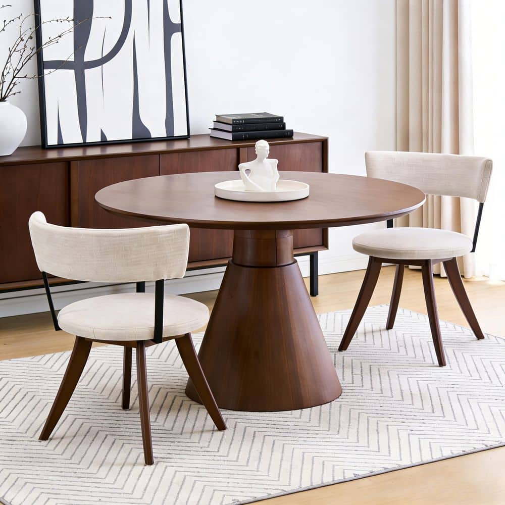 CHRISTOPHER KNIGHT HOME Vernon Walnut Plus Beige Fabric Upholstered ...