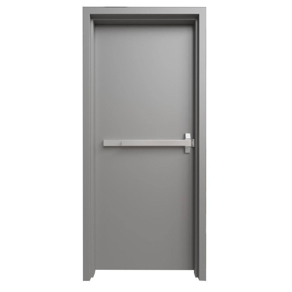 40 in. x 84 in. Left-Handed Gray Primed Steel Prehung Commercial Door ...