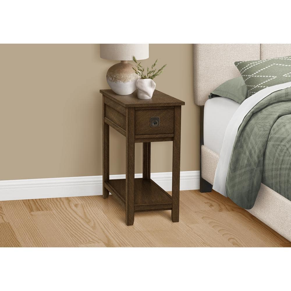 21.75 in. Espresso Veneer Rectangle Top MDF End Table with Storage ...
