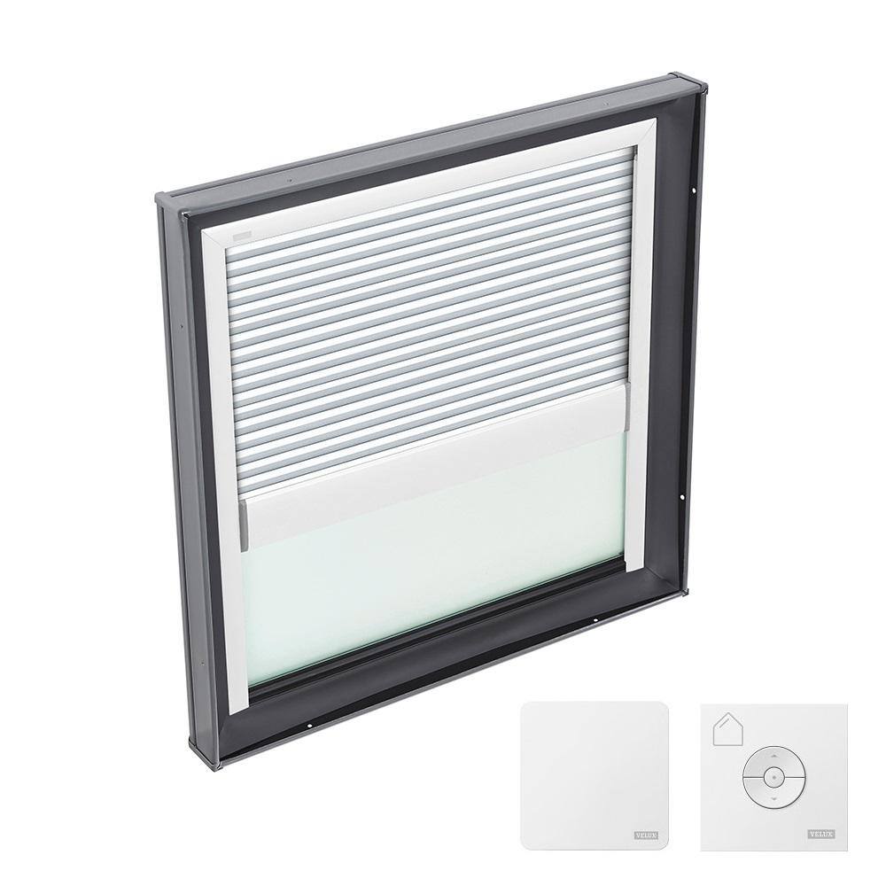 VELUX 46-1/2 in. x 46-1/2 in. Fixed Curb Mount Skylight with Laminated Low-E3 Glass, White Solar ...