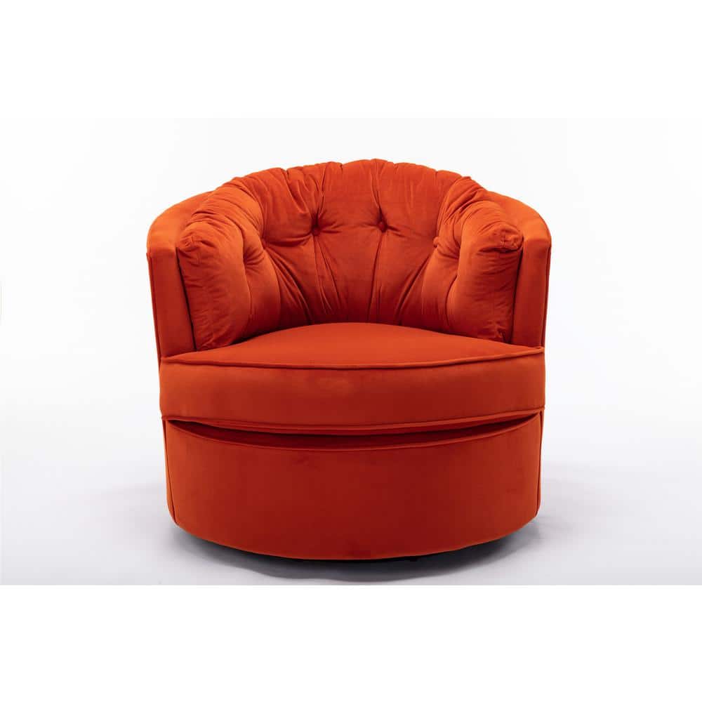 Modern Style Orange Velvet Barrel Chair JX39526699