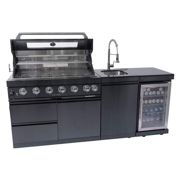 LORDEAR 43 in. 6-Burner 85000 BTU Propane Outdoor Kitchen Grill Island ...