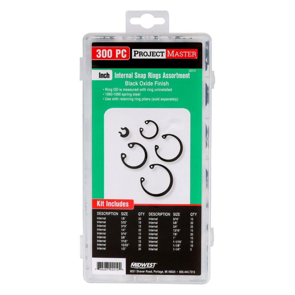 PROJECT MASTER Internal Snap Ring Kit-Blk Ox 22210 - The Home Depot