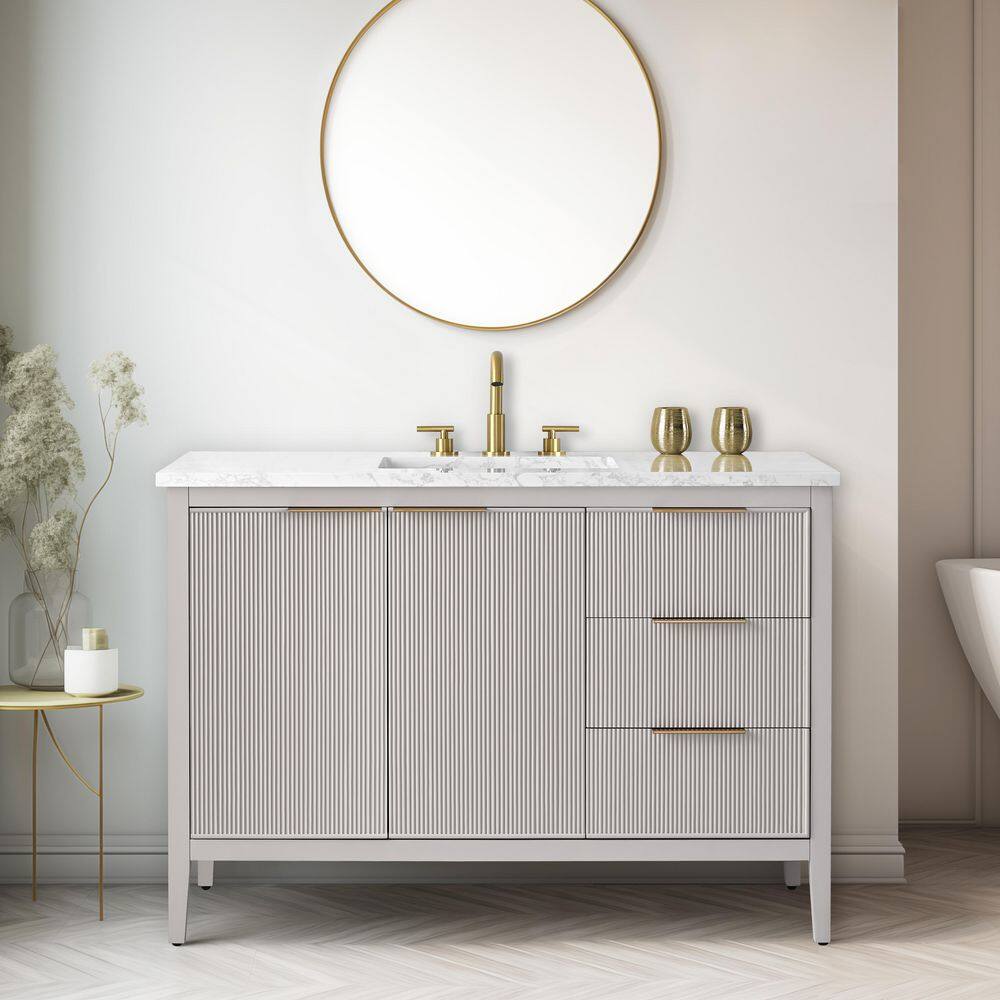 SUDIO Emma 48 in. W Bath Vanity in Taupe with Engineered Stone Top in ...