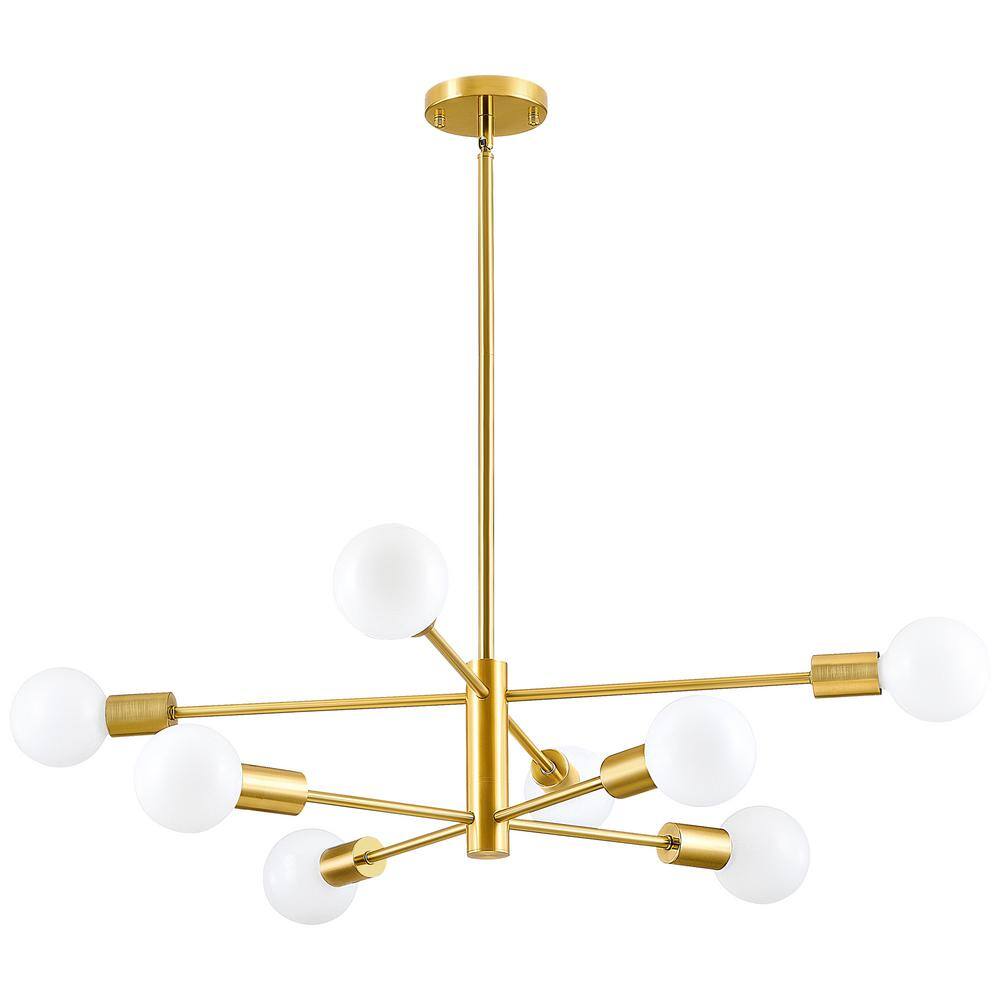 Merra 8-Light Gold Modern Sputnik Chandelier for Dining Room with 4 ...