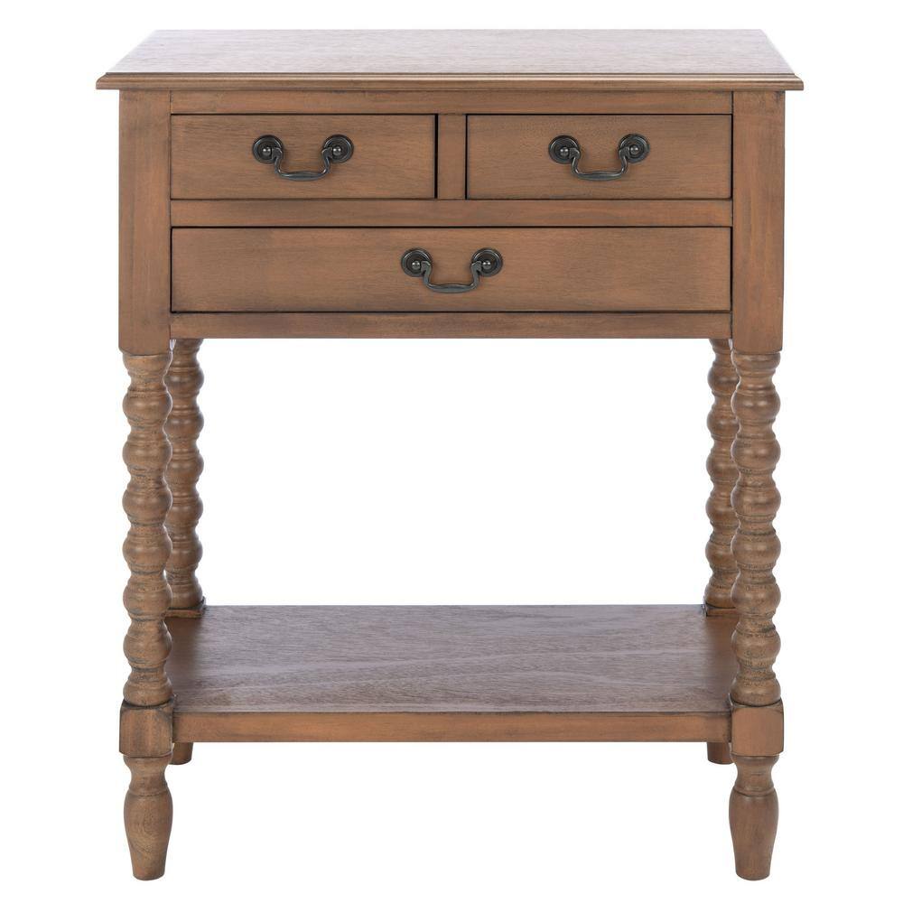 SAFAVIEH Athena 3-Drawer Brown Wood Console Table CNS5703C - The Home Depot
