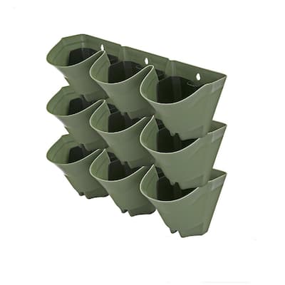 Worth Garden 18 in. Grey Self-Watering 3 Pockets Plastic Vertical Wall ...