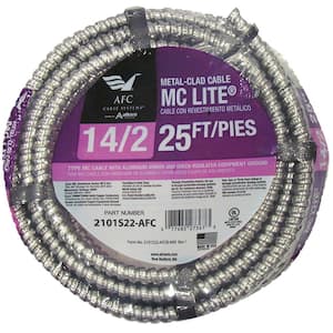 Southwire 14/2 x 25 ft. Solid CU MC (Metal Clad) Armorlite Cable 68579221