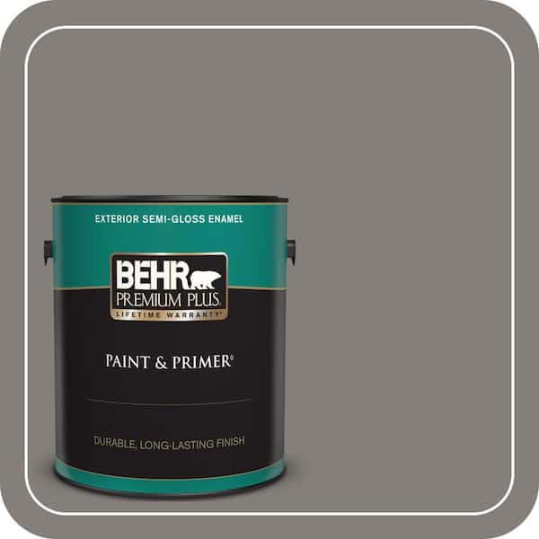 BEHR PREMIUM PLUS 1 gal. #PPU18-17 Suede Gray Semi-Gloss Enamel ...