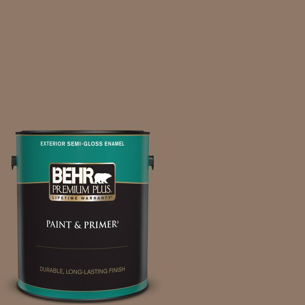 BEHR PREMIUM PLUS 1 gal. #PPU5-05 Coconut Shell Semi-Gloss Enamel ...