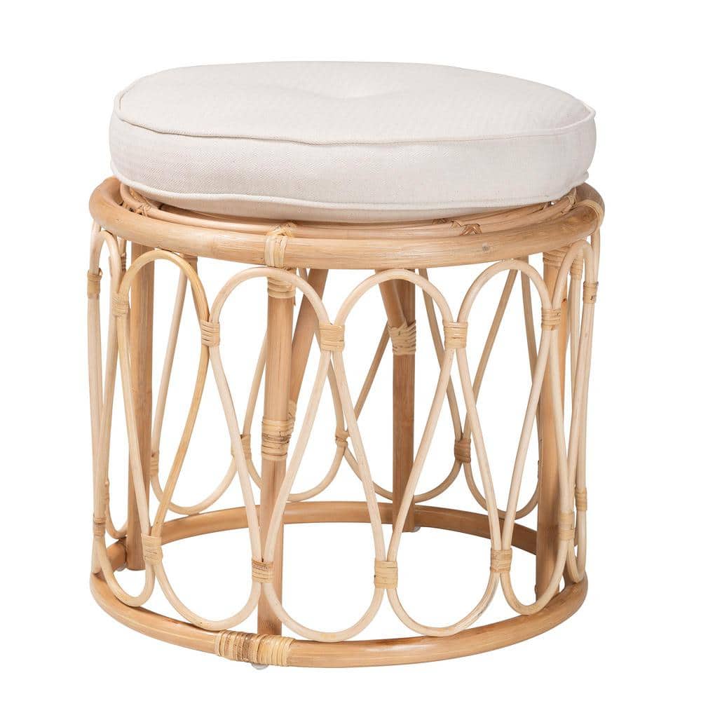 bali & pari Hachiro Natural Rattan Ottoman Footstool with Cushion 244 ...