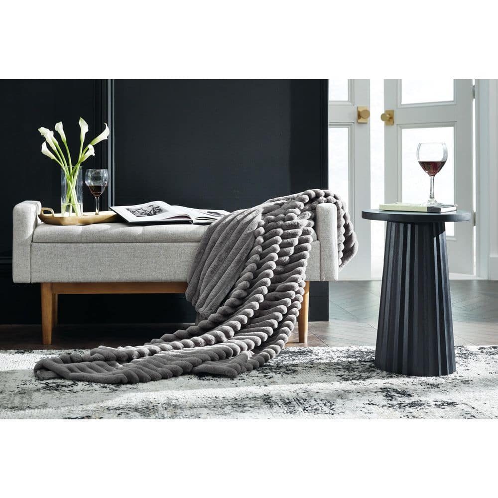 Signature DESIGN BY ASHLEY Alsonwell Gray Striped Polyester Throw ...