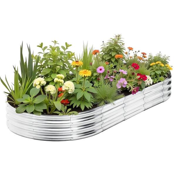 Primehome 8 x 4 x 1 ft. Galvanized Steel Raised Garden Bed Planter Box ...
