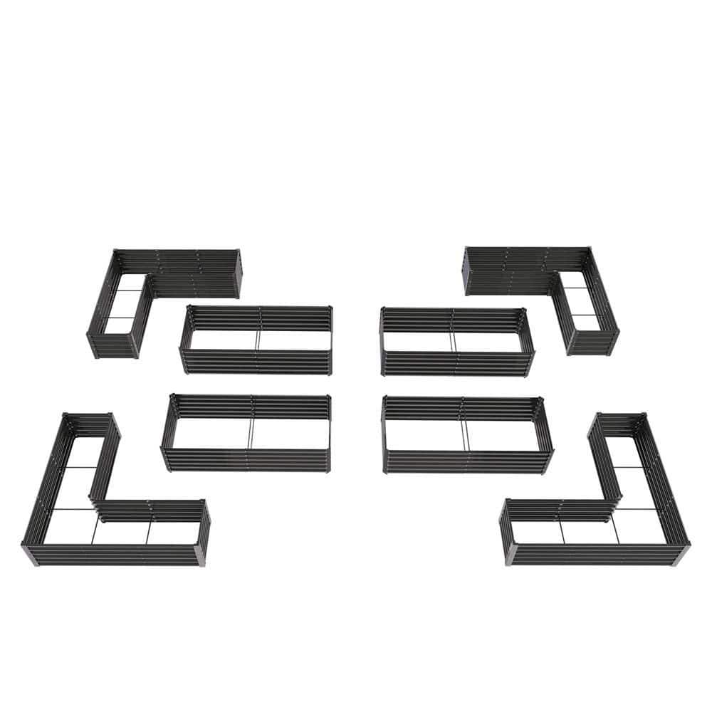 Zeus & Ruta 72 in. x 36 in. x18 in. Grey Outdoor Metal Raised Garden ...