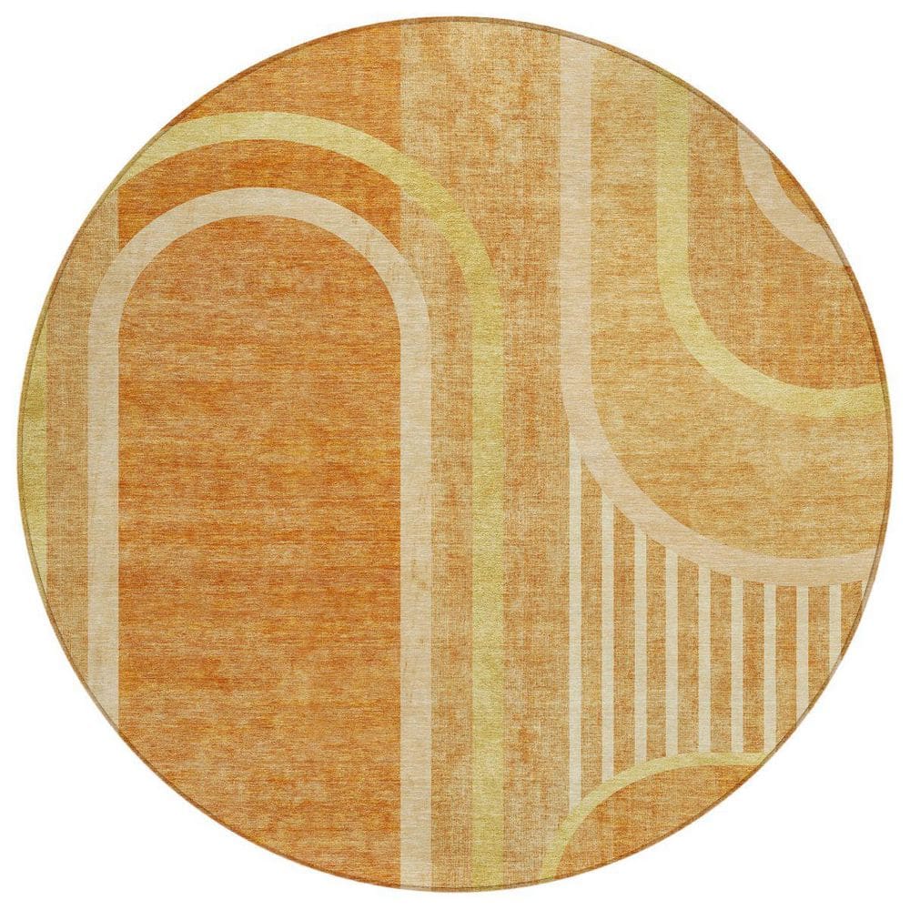 HomeRoots Terra Cotta 8 ft. x 8 ft. Woven Abstract Polyester Round ...