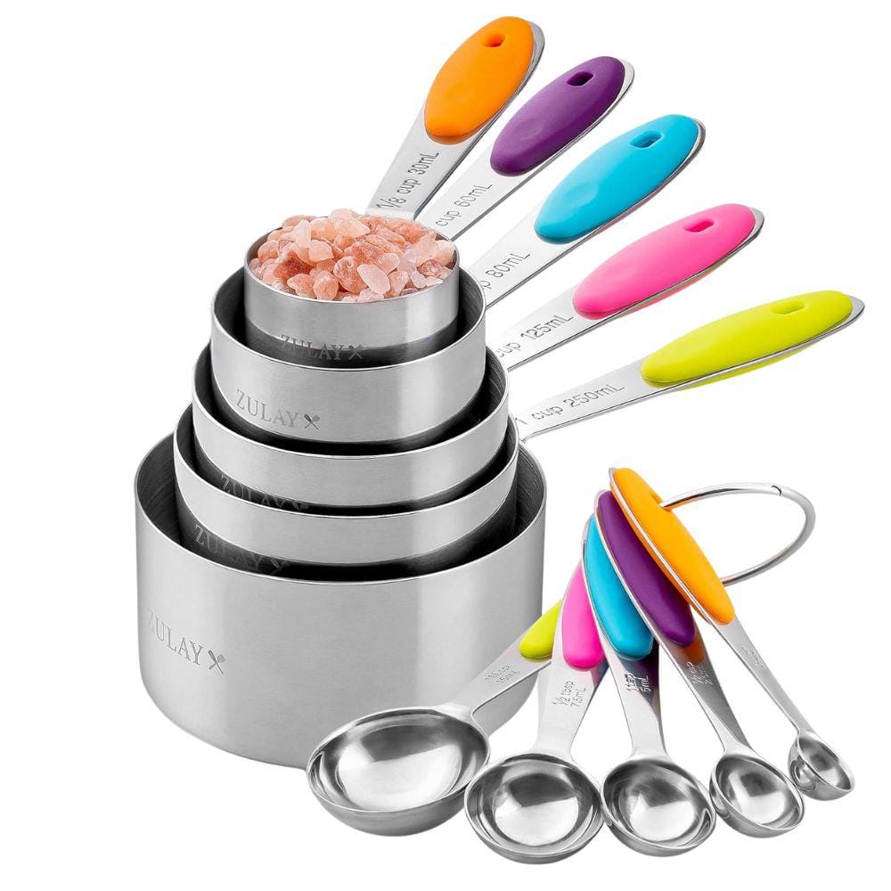 Zulay Kitchen Measuring Cup and Spoons- Set of 10 Z-MSRNG-CPS-SPNS ...