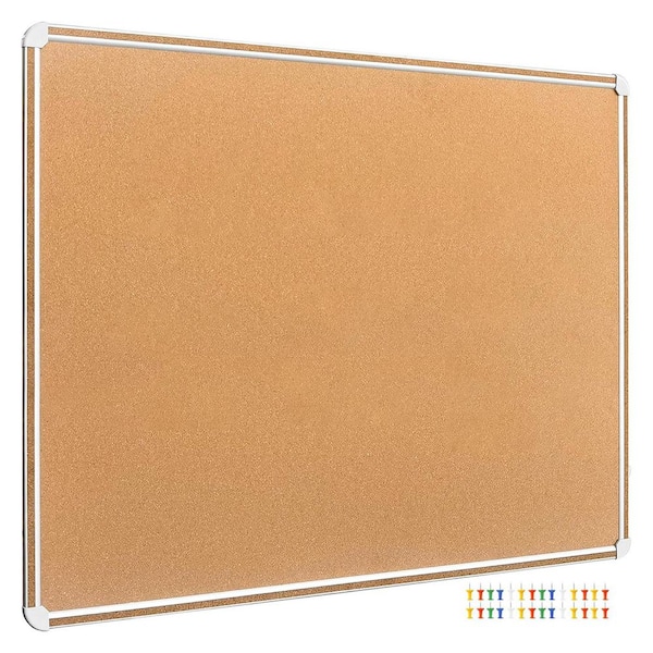 Afoxsos 48 x 32 in. Large Cork Bulletin Board Cork Strip Frame Natural ...