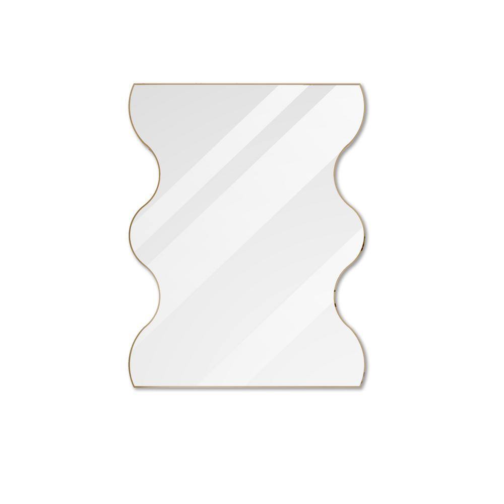 30 in. W x 35 in. H Rectangle Framed Golden Mirror with 2-Wavy Sides ...