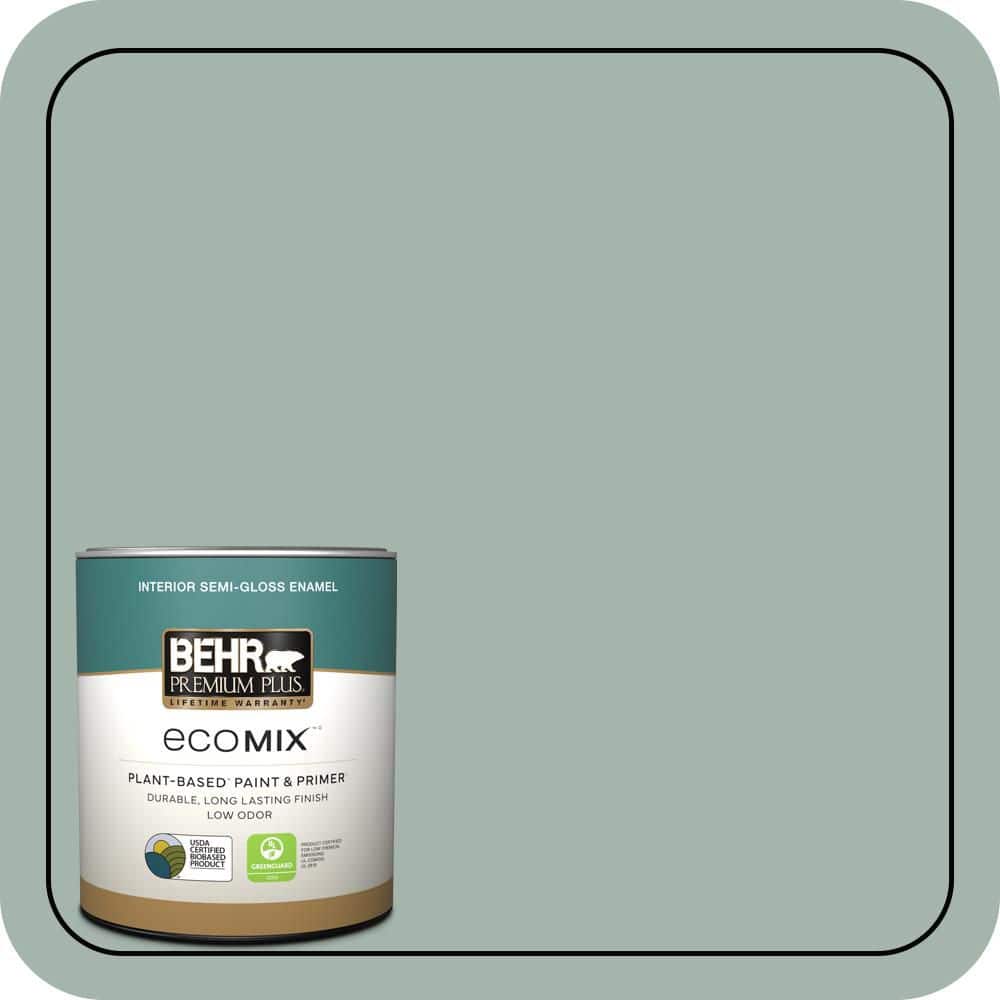 BEHR PREMIUM PLUS 1 qt. #460E-3 Smokey Slate Semi-Gloss Enamel EcoMix ...