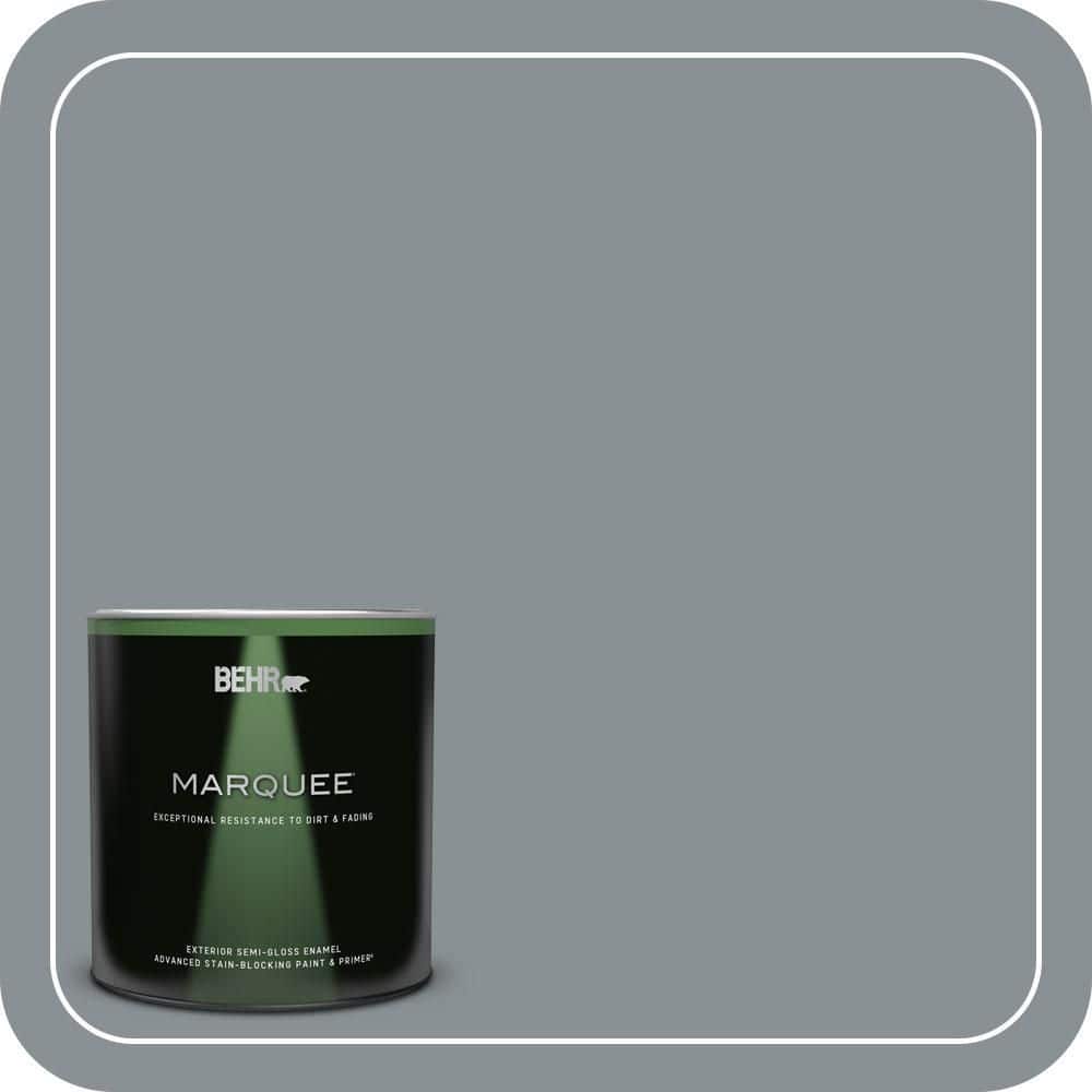 BEHR MARQUEE 1 qt. #MQ5-29 Gotham Gray Semi-Gloss Enamel Exterior Paint ...