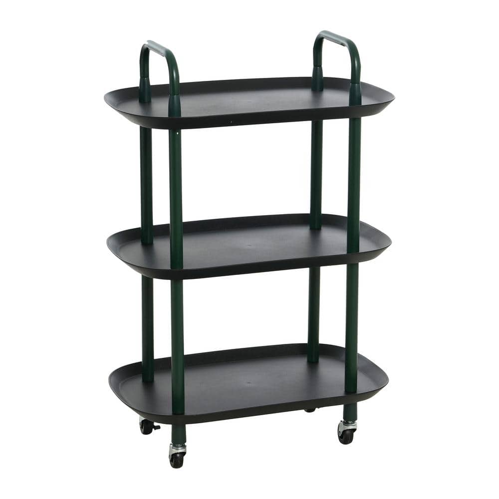 Storied Home Modern Plastic and Metal 3-Tier Trolley with 4 Locking ...