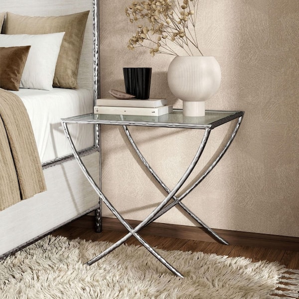 Reviews for Furniture of America Zayen 24 in. Modern Silver Hammered ...
